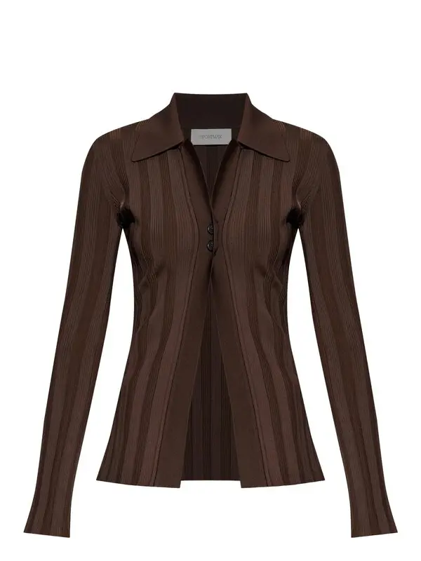 Sportmax Albio Ribbed Knit Top - Brown