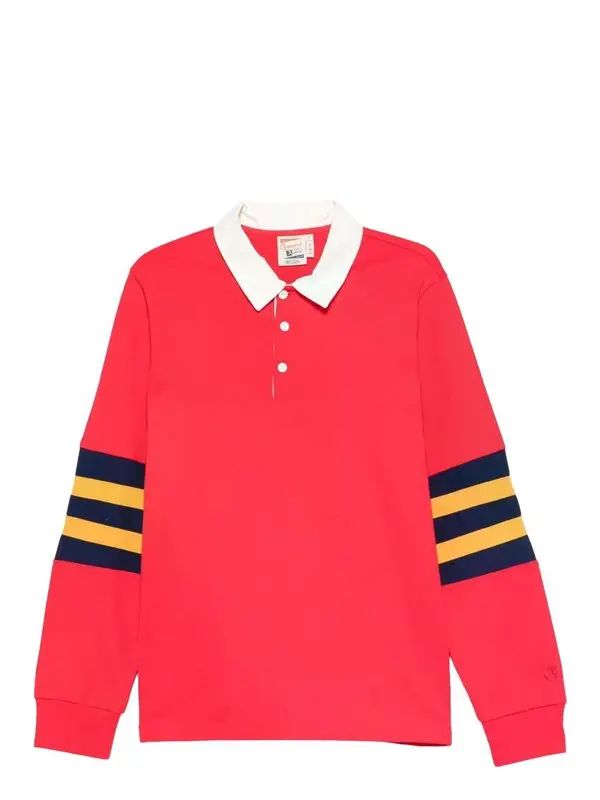 Champion Stripe-detail Long-sleeve Polo Shirt - Red