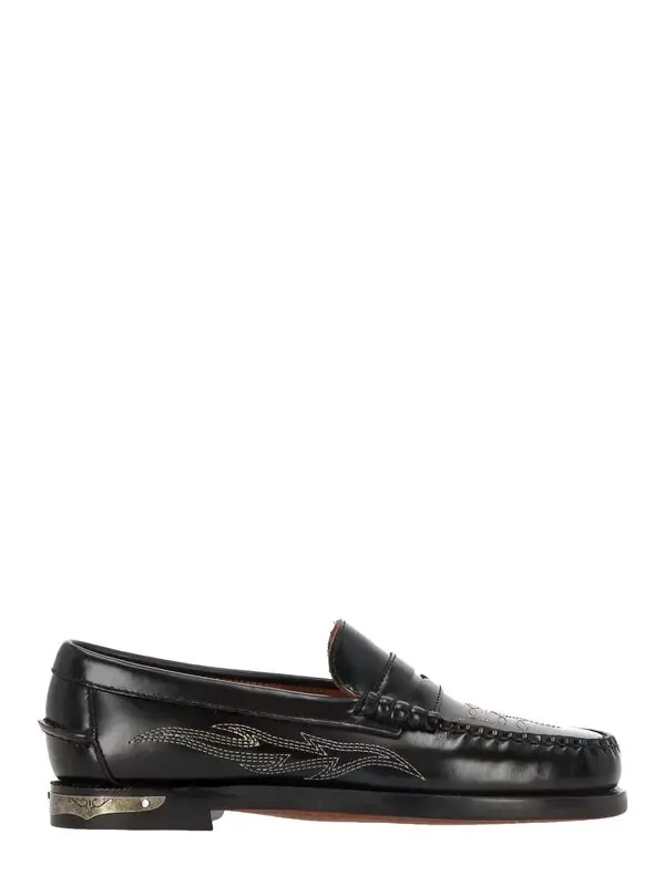SEBAGO Embroidered Leather Loafers - Black