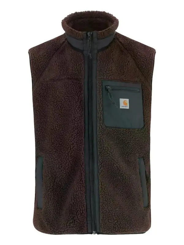 Carhartt Work In Progress Logo-patch Zip-up Vest - Brown