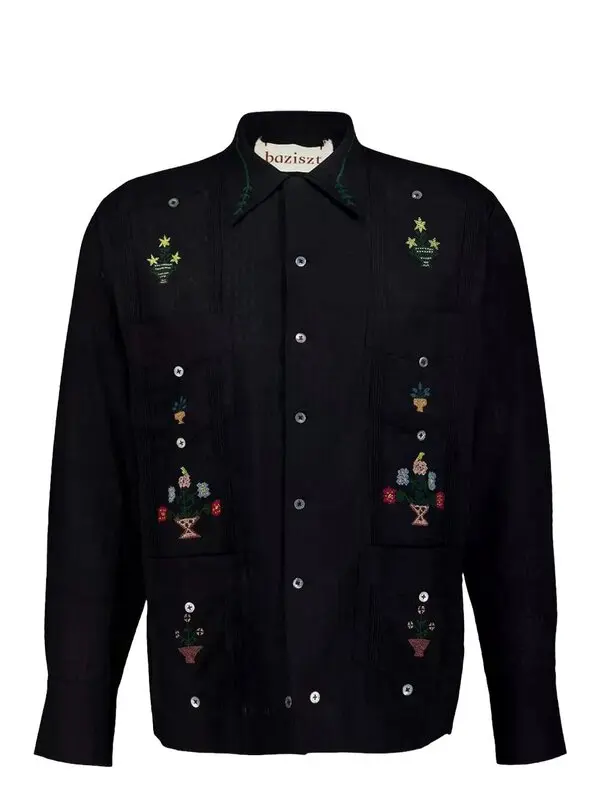 BAZISZT Embroidered Long-sleeve Shirt - Black