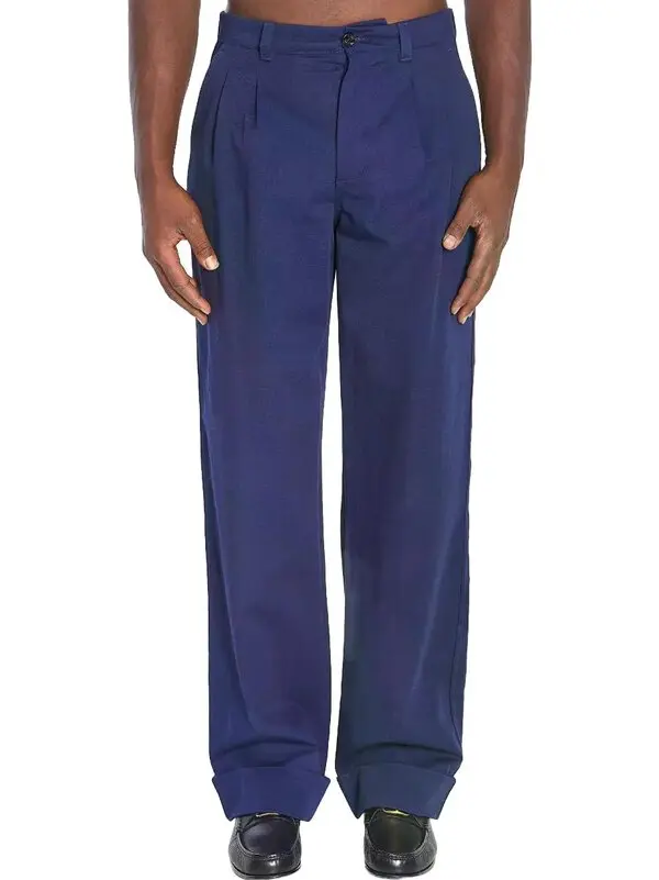 Valentino Garavani Pleat Cotton Trousers - Blue
