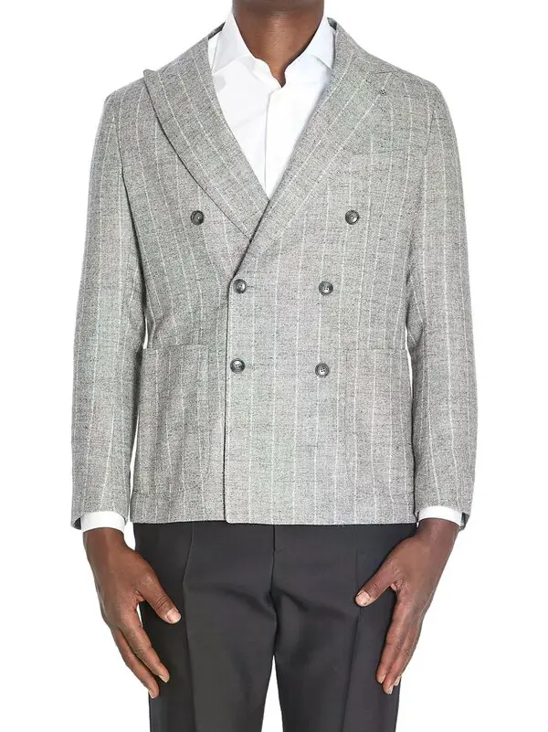 Tagliatore Montecarlo Pinstripe Double-breasted Jacket - Grey