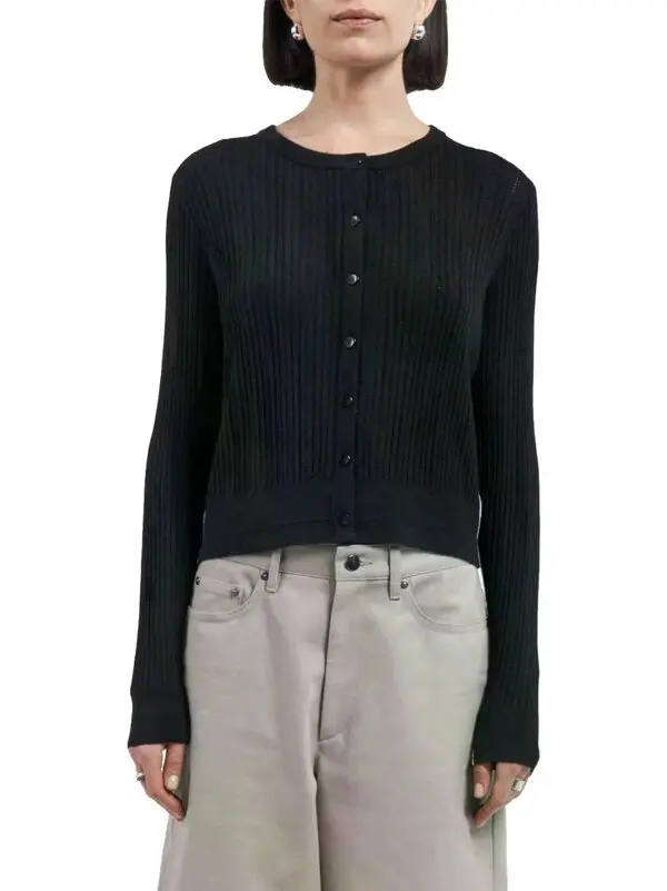 Maria Mcmanus Ribbed Crew-neck Cardigan - Black