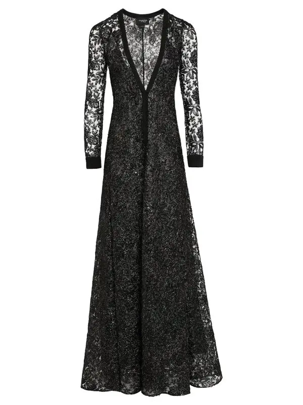 Giambattista Valli Floral Embroidered Maxi Dress - Black