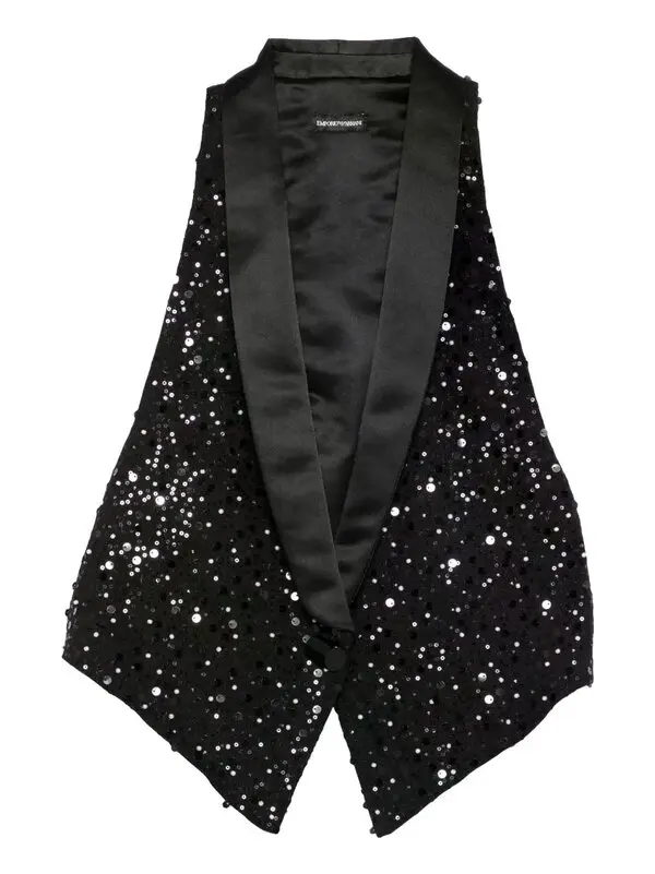 Emporio Armani Sequin-embellished Waistcoat - Blacks And Greys