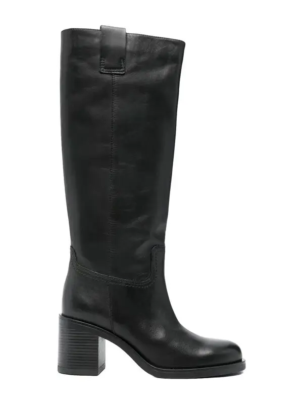 CARMENS Leather Block-heel Boots - Black