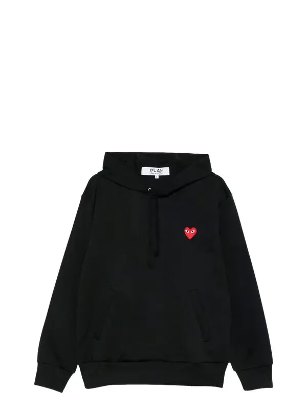 Play Comme Des Garcon Heart-embroidered Hoodie - Black