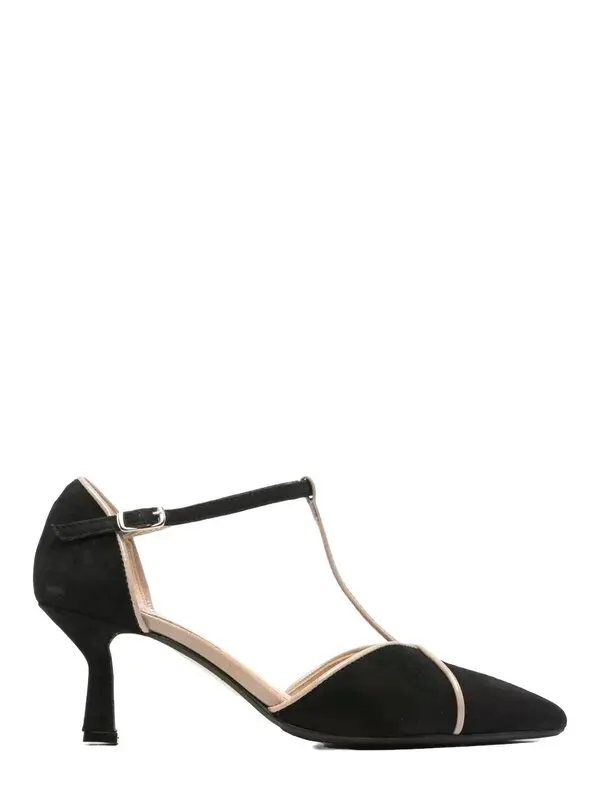 L ARIANNA 70mm Suede T-strap Pumps - Black