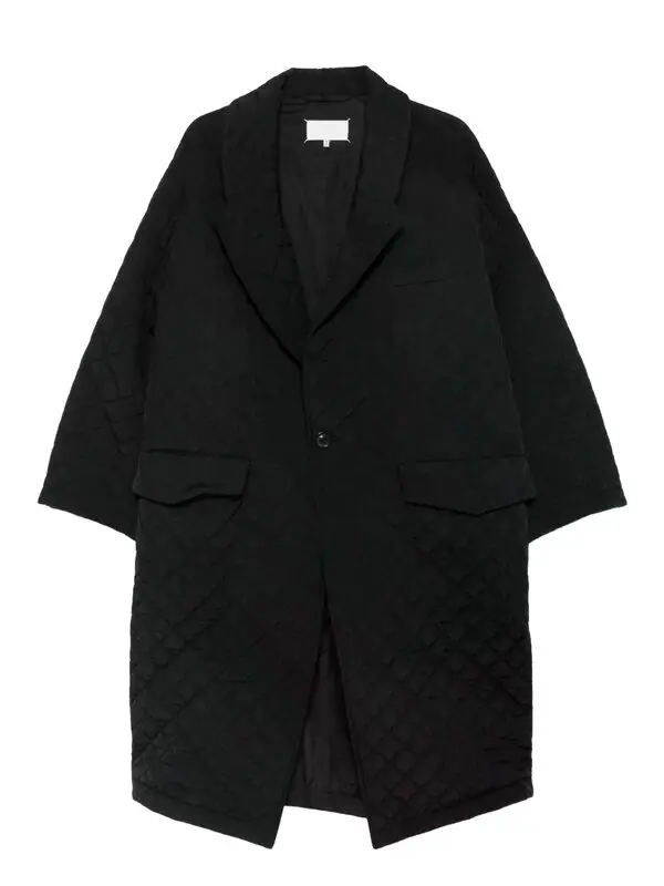 MAISON MARGIELA Four-stitch Logo Quilted Coat - Black