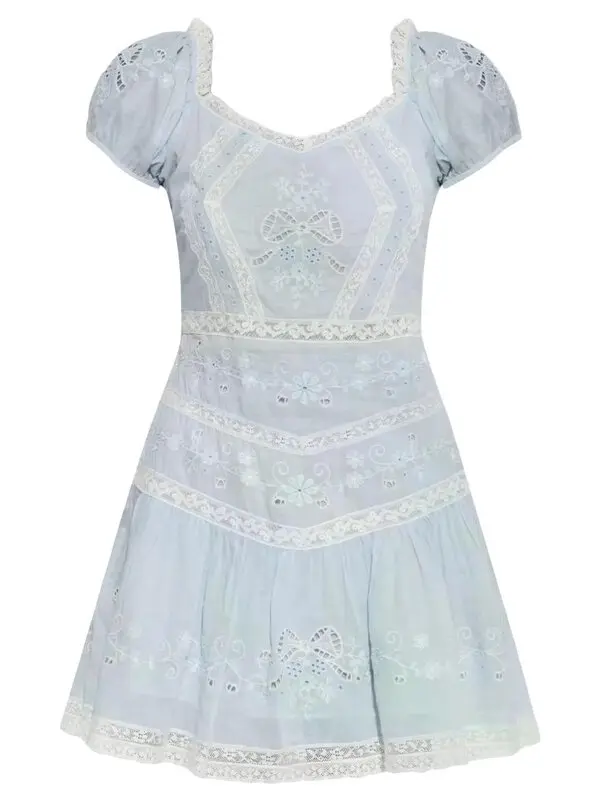 LoveShackFancy Belvine Lace Mini Dress - Blue