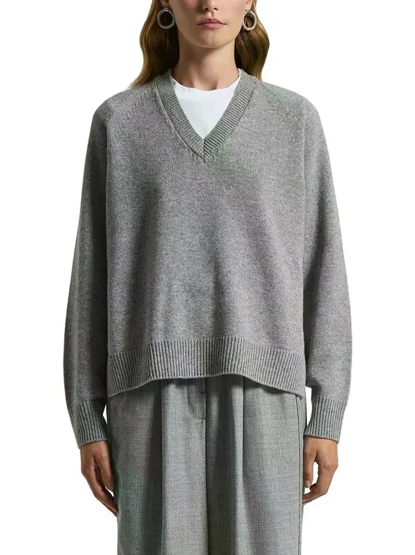 Peserico V-neck Ribbed Sweater - Grey