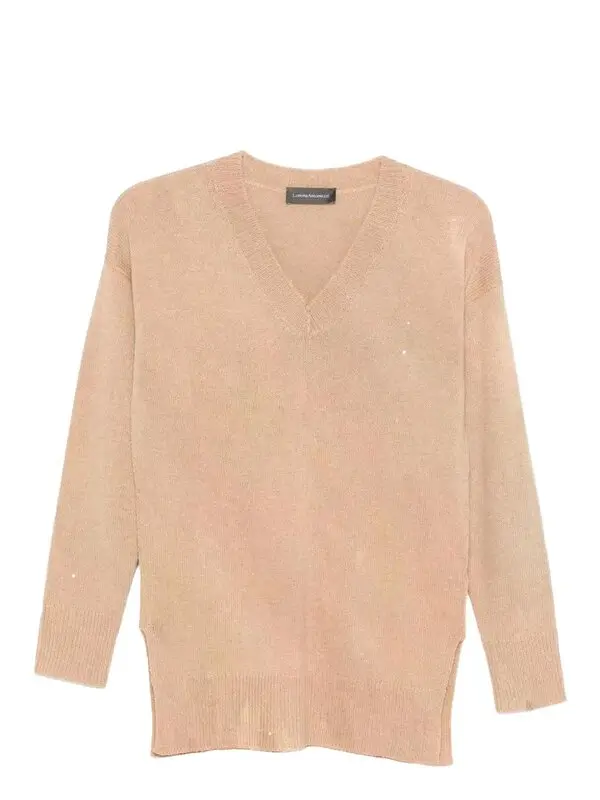 Lorena Antoniazzi V-neck Embellished Sweater - Neutrals