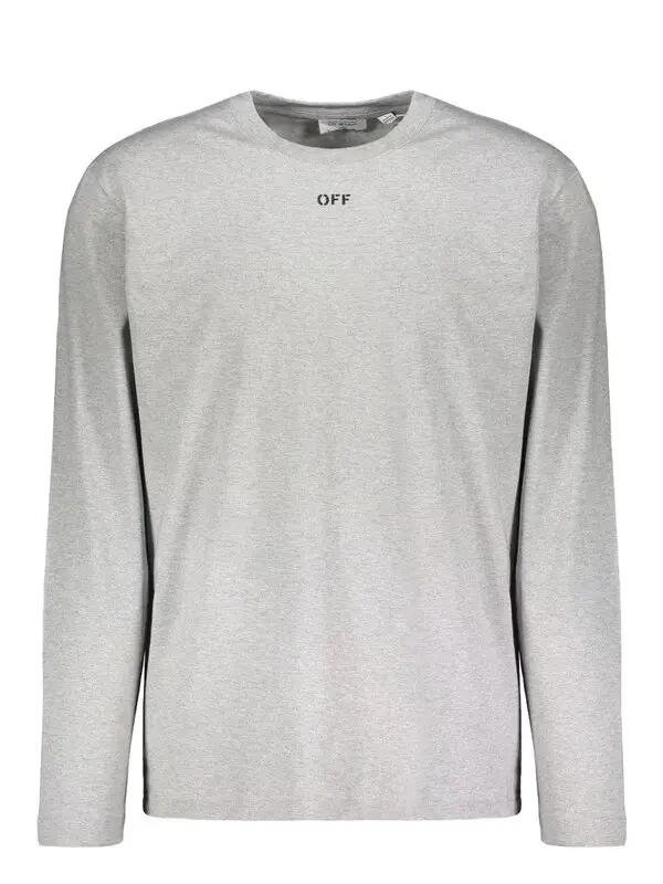 Off-White Long-sleeve Round-collar T-shirt - Grey