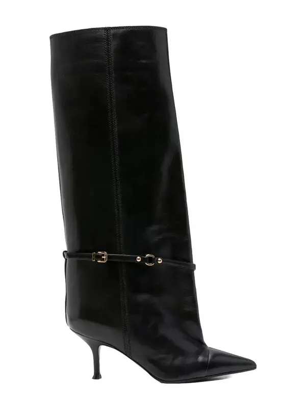 LELLA BALDI Buckle-strap Knee-high Boots - Black