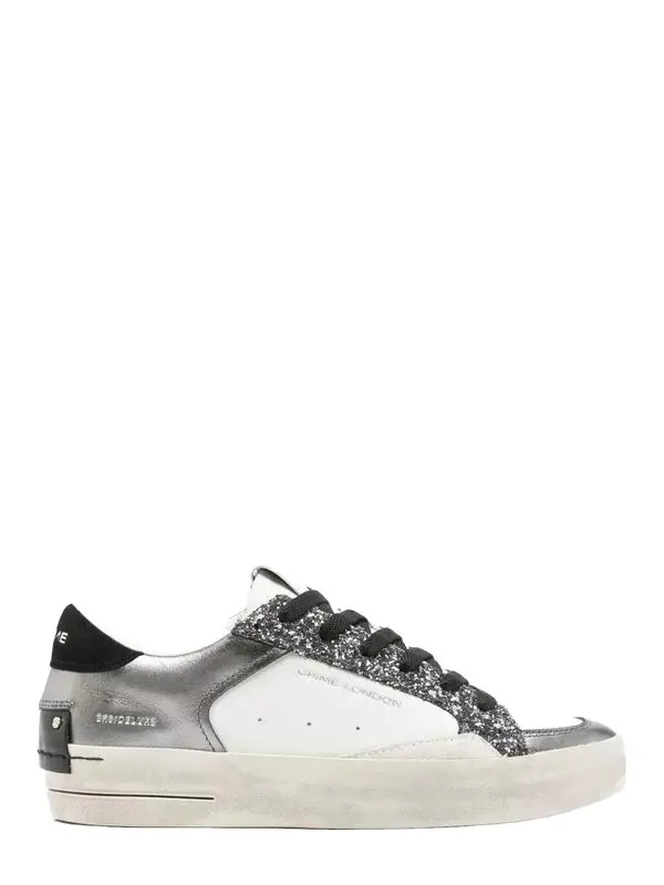 CRIME LONDON Sk8 Deluxe Glitter-detail Sneakers - White