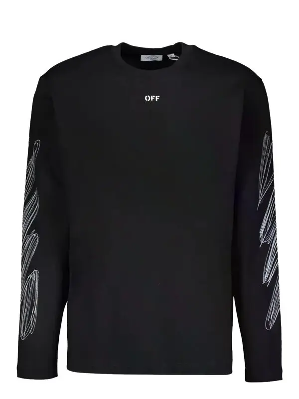 Off-White Long-sleeve Pattern T-shirt - Black
