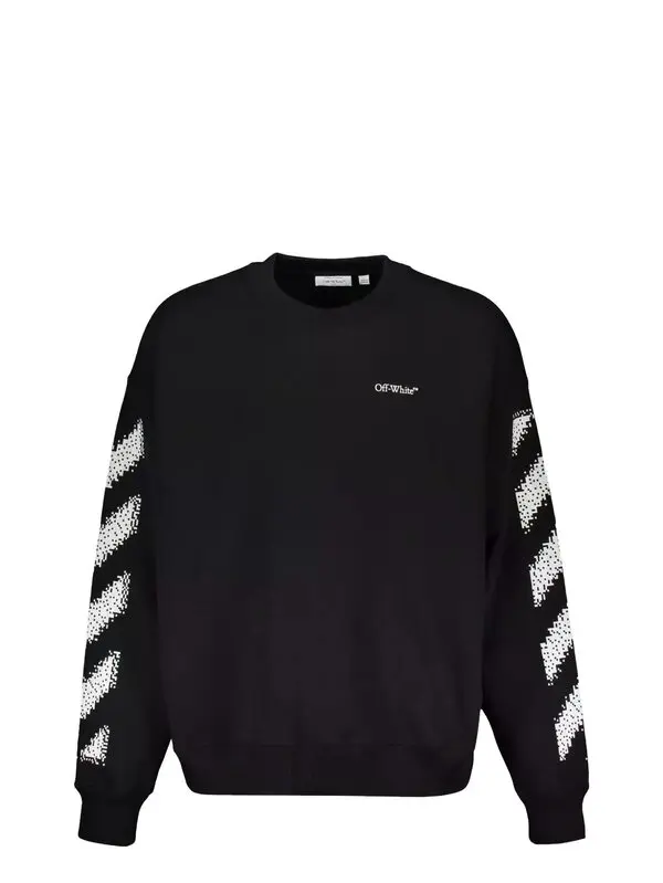 Off-White Diagonal-stripes Crew-neck Sweatshirt - Black