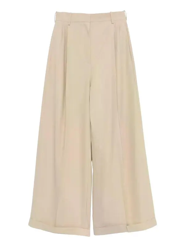 Loewe Pleated Wide Leg Trousers - Neutrals