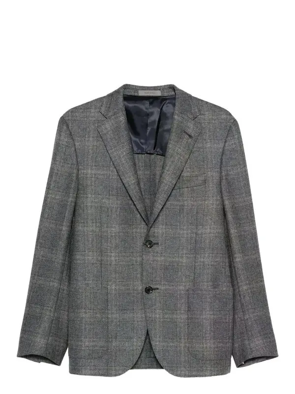 Corneliani Checked Single-breasted Blazer - Grey