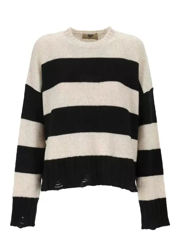 ANIYE BY Striped Distressed Sweater - Neutrals