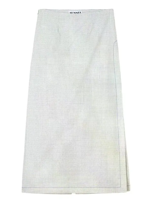Sunnei Check-paneled Skirt - White