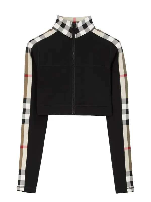 Burberry Stretch-jersey Check Crop Top - Black