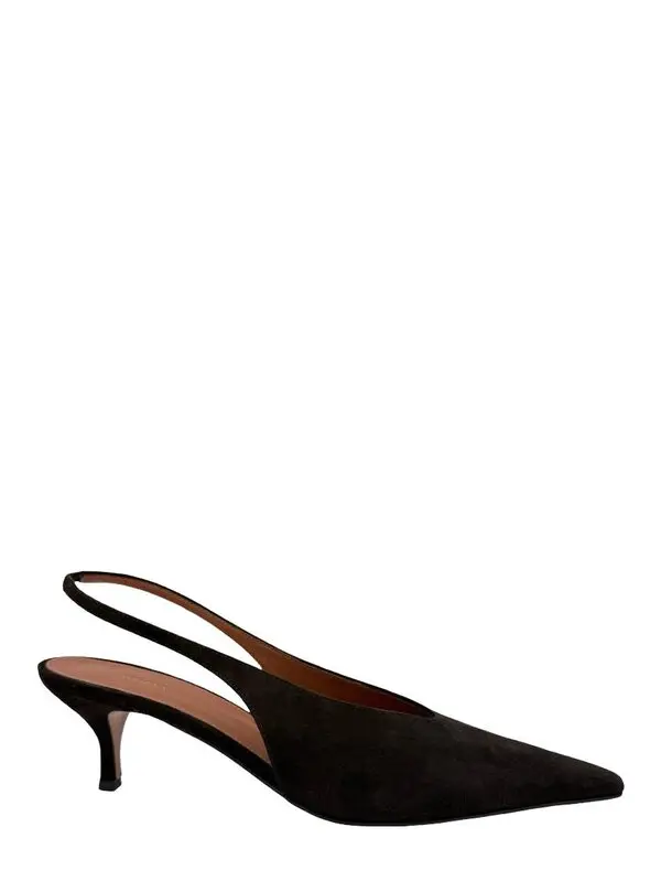 ALDO CASTAGNA Leather Slingback Pumps - Brown Head