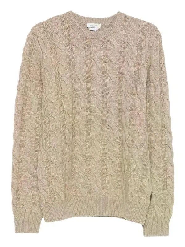 Jacob Cohen Long Sleeve Cable Knit Sweater - Neutrals