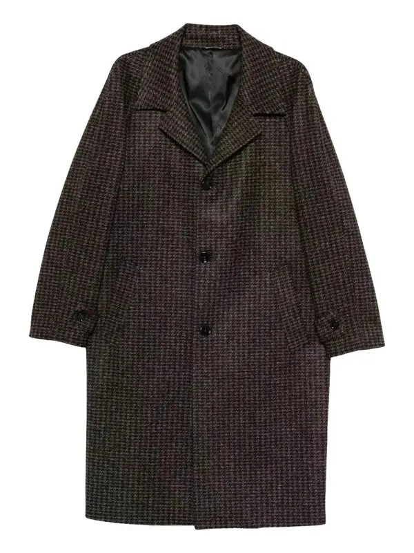 LES HOMMES Houndstooth Pattern Coat - Brown