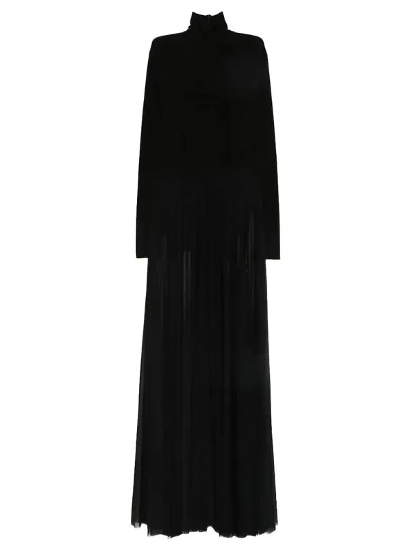 Norma Kamali Long-sleeve Pleated Dress - Black