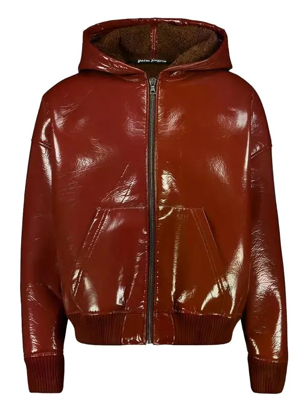 Palm Angels Leather Zip Jacket - Red