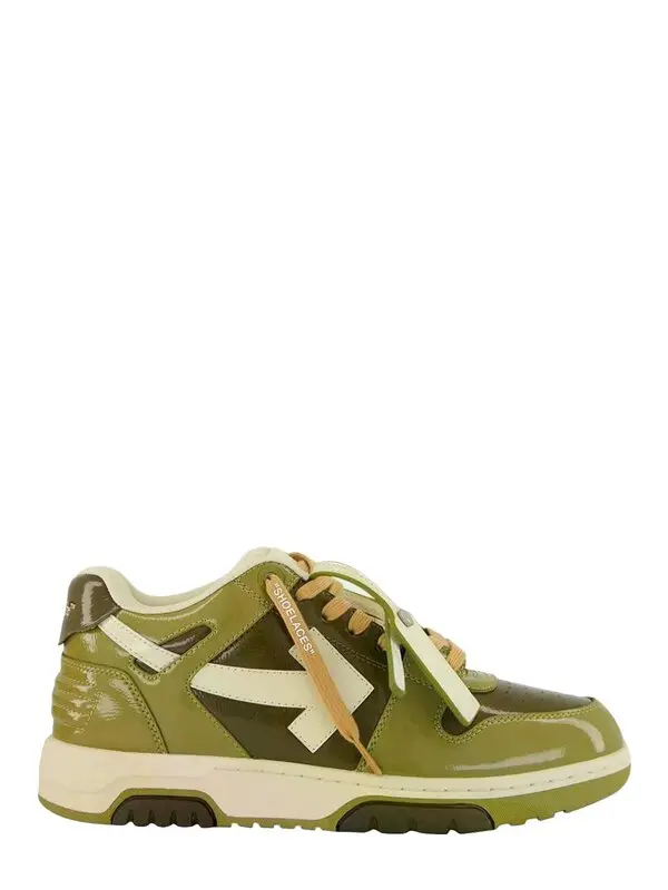 Off-White Out Of Office Ooo Patent-leather Sneakers - Green