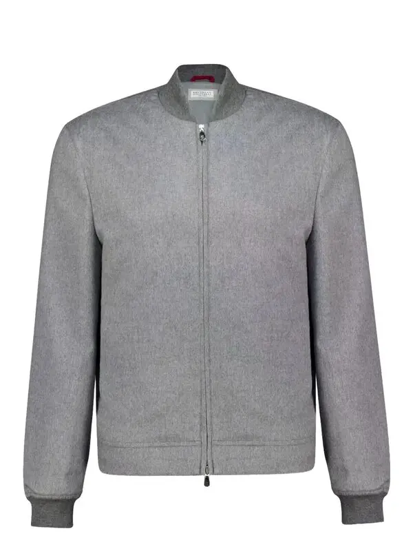 Brunello Cucinelli Zipped Cashmere Jacket - Grey