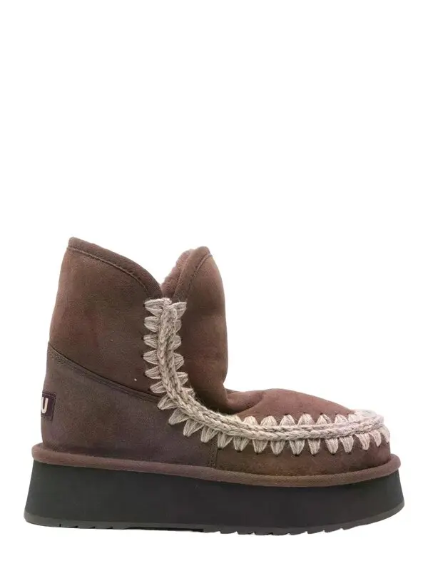 Mou Braided-trim Platform Boots - Brown