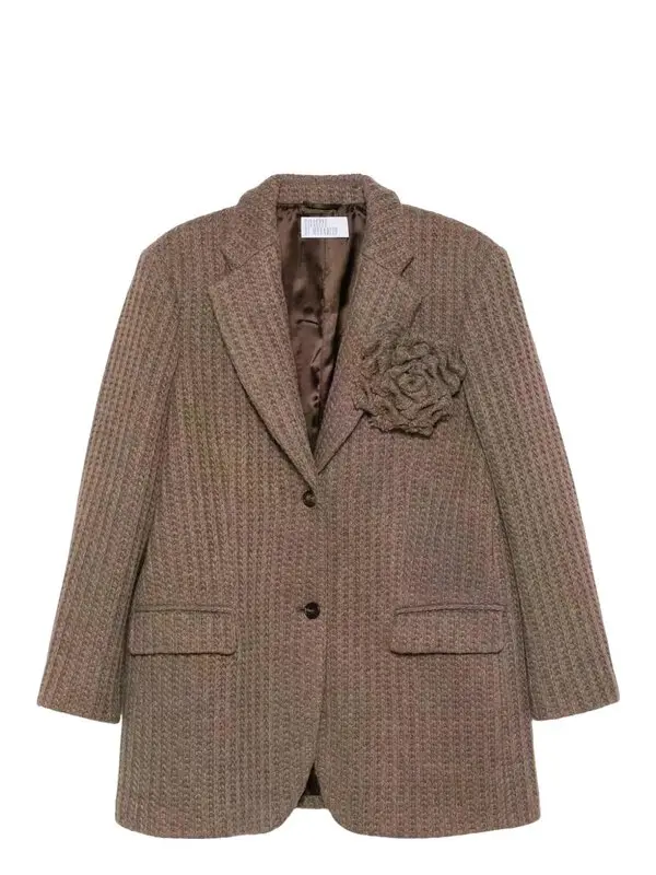 Giuseppe Di Morabito Rose-embellished Ribbed Blazer - Brown