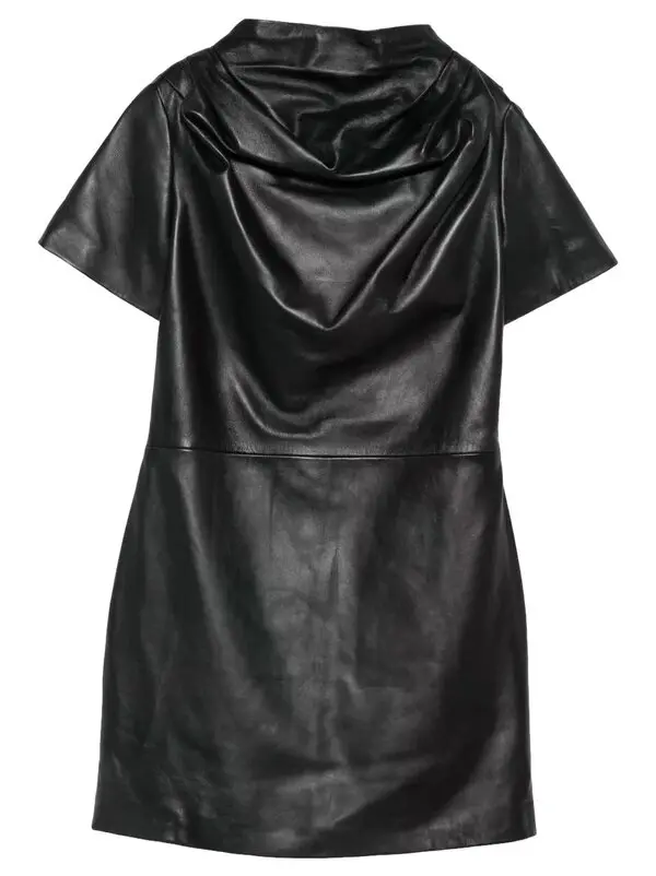 Giuseppe Di Morabito Draped Leather Mini Dress - Black