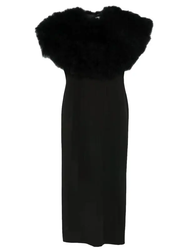 Giuseppe Di Morabito Feather-trimmed Midi Dress - Black