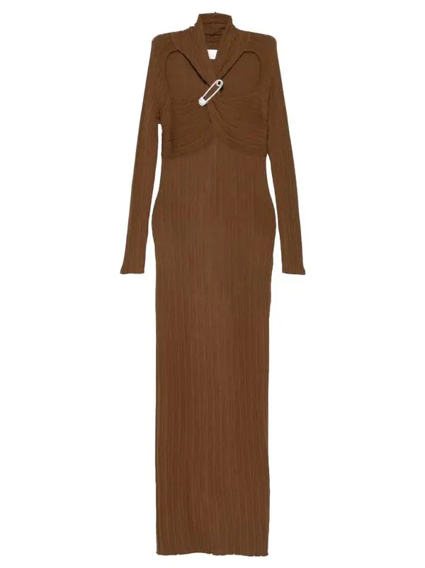 Giuseppe Di Morabito Safety-pin Ribbed Knit Dress - Brown