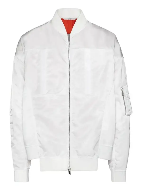 Valentino Garavani Panelled Zip-front Bomber Jacket - White