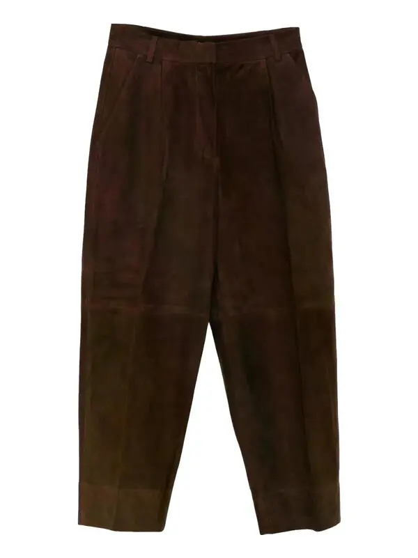 Seventy Pleated Cropped Trousers - Brown