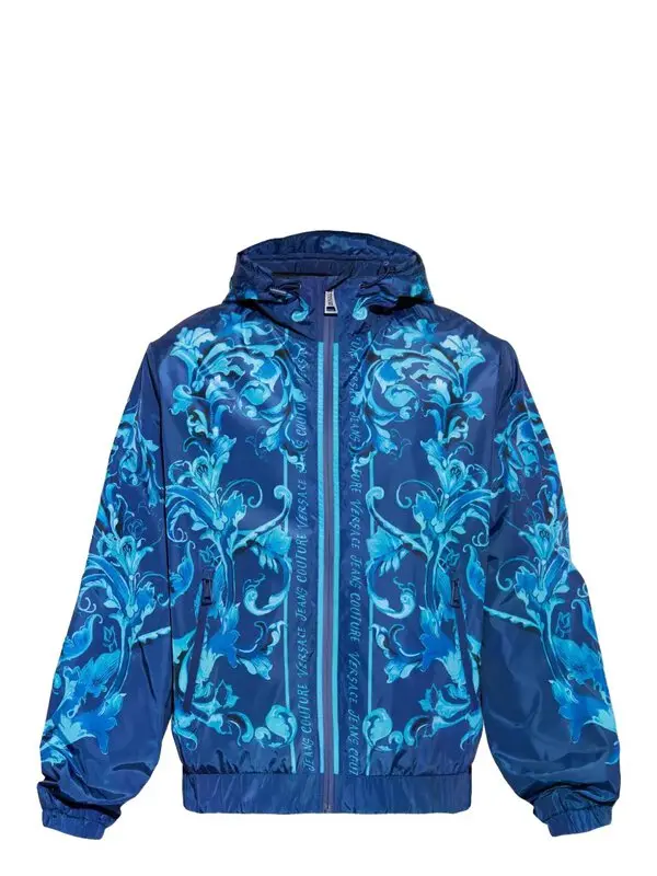 Versace Barocco-print Hooded Jacket - Blue