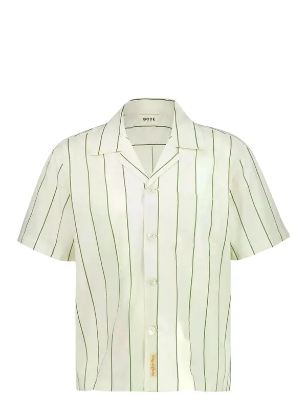 BODE Celery Striped Short-sleeve Shirt - Neutrals