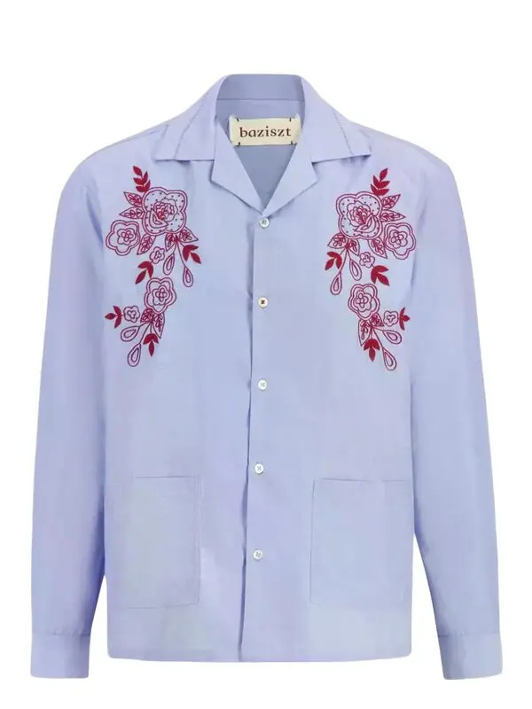 BAZISZT Celeste Floral-embroidered Shirt - Blue