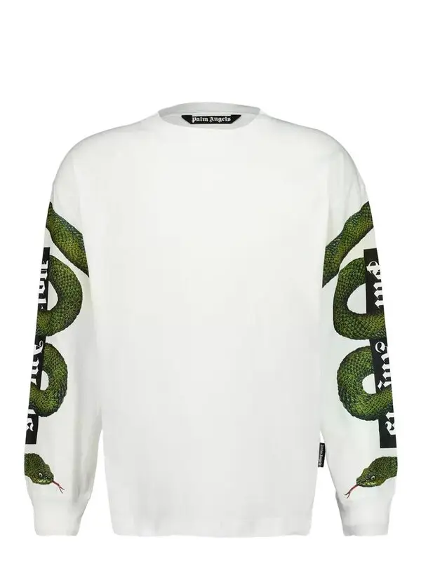 Palm Angels Snake Box Logo Long-sleeved T-shirt - White