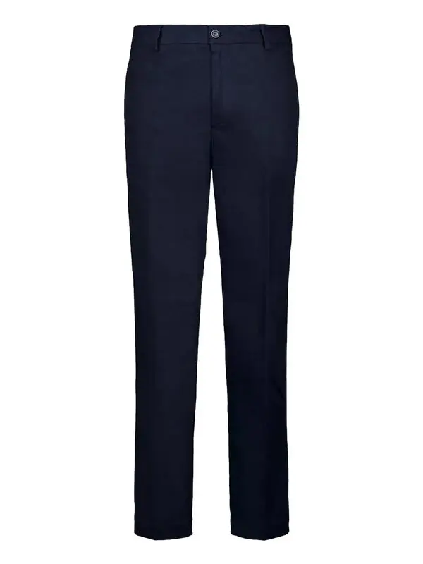 120% Lino Straight Cotton Trousers - Blue