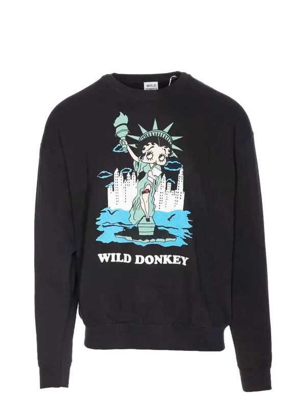 WILD DONKEY Betty Crew-neck Sweatshirt - Black