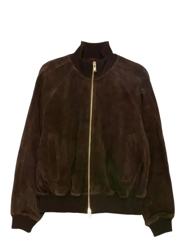 BARACUTA Zip-up Suede Jacket - Brown