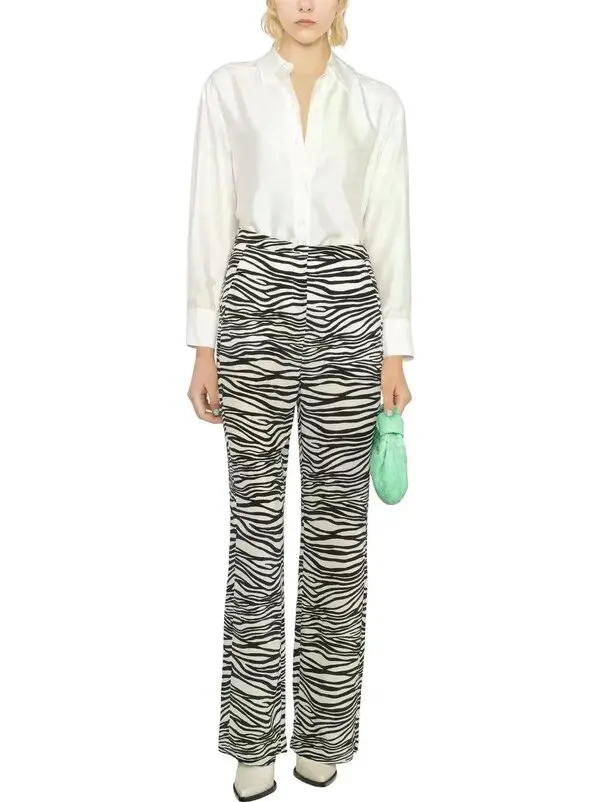Max Mara Zebra-print Straight-leg Trousers - White