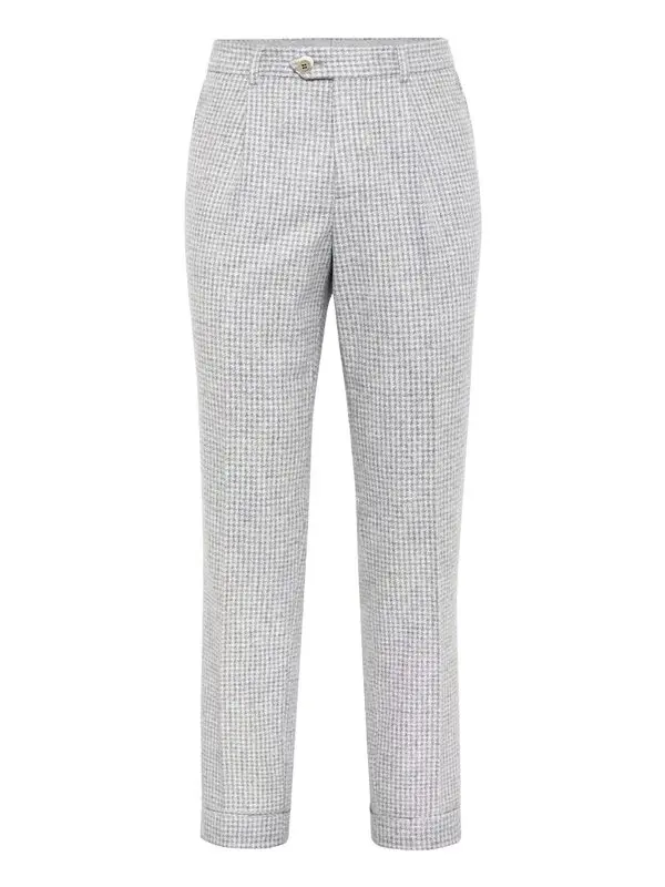 Brunello Cucinelli Houndstooth Tailored Trousers - Grey